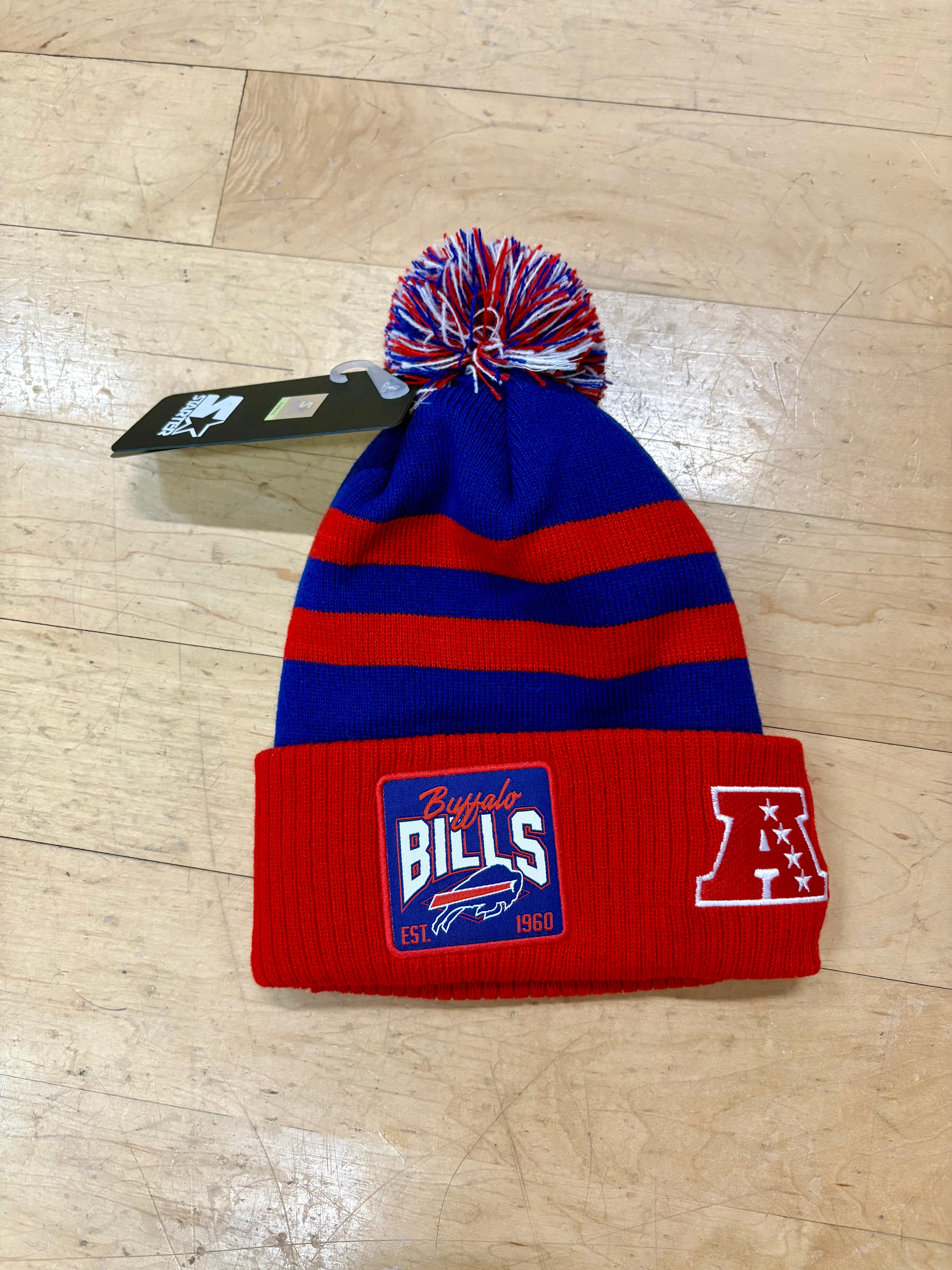 Buffalo Bills Beanie with Red, Blue and White Pom Pom- Winter Hat ...