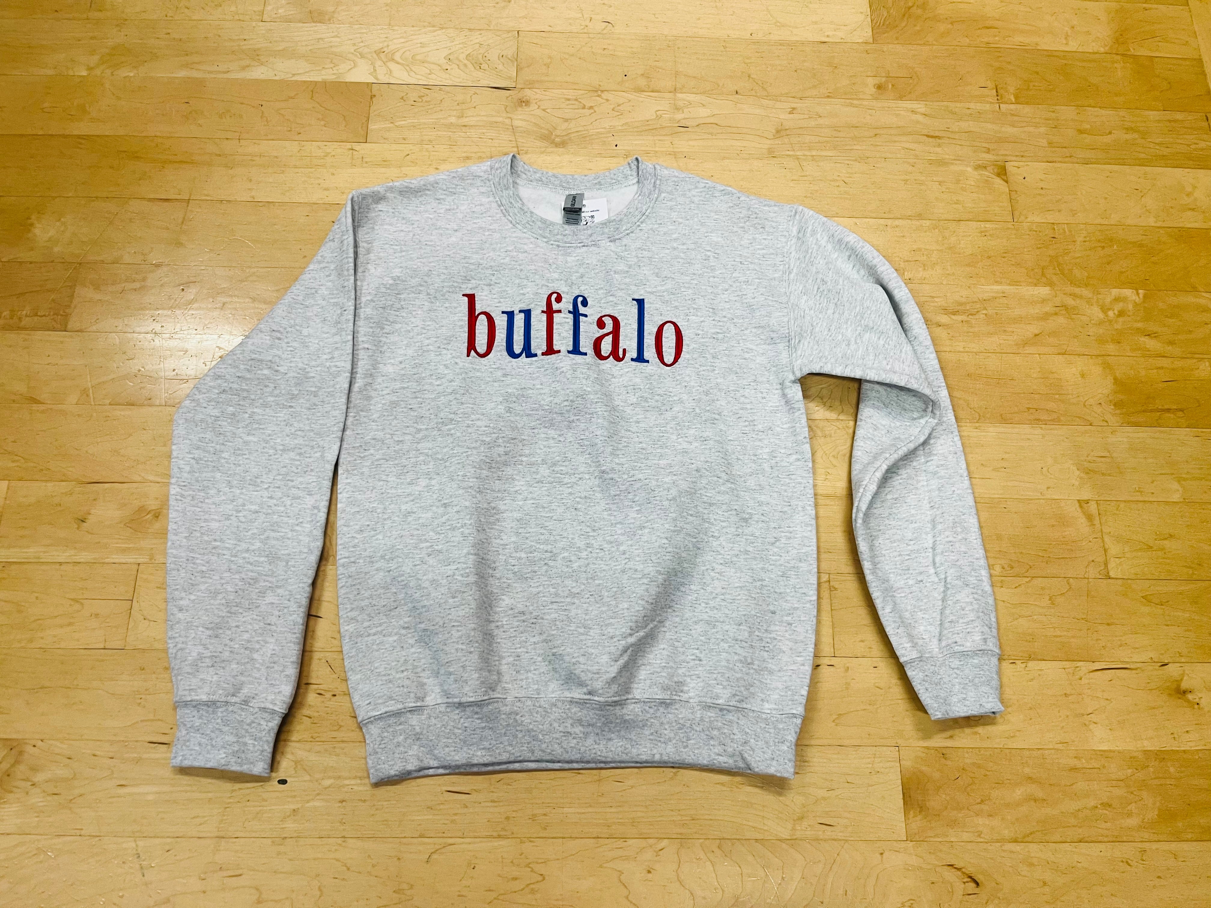 buffalo Embroidered Crewneck- Blue And Red | Totally Buffalo Store & More