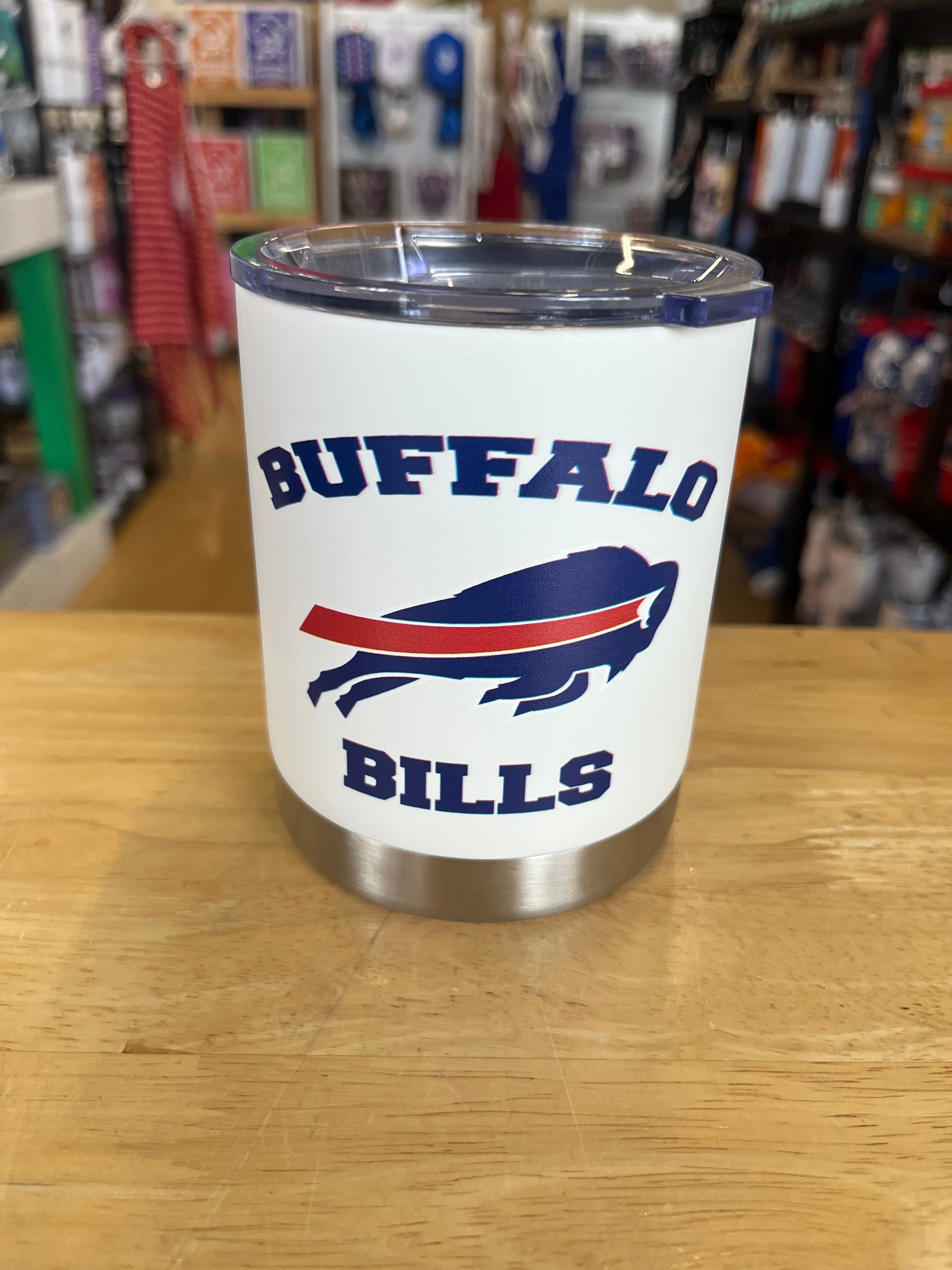 12 oz White SS Low Ball with colored logo- Bills | Totally Buffalo ...