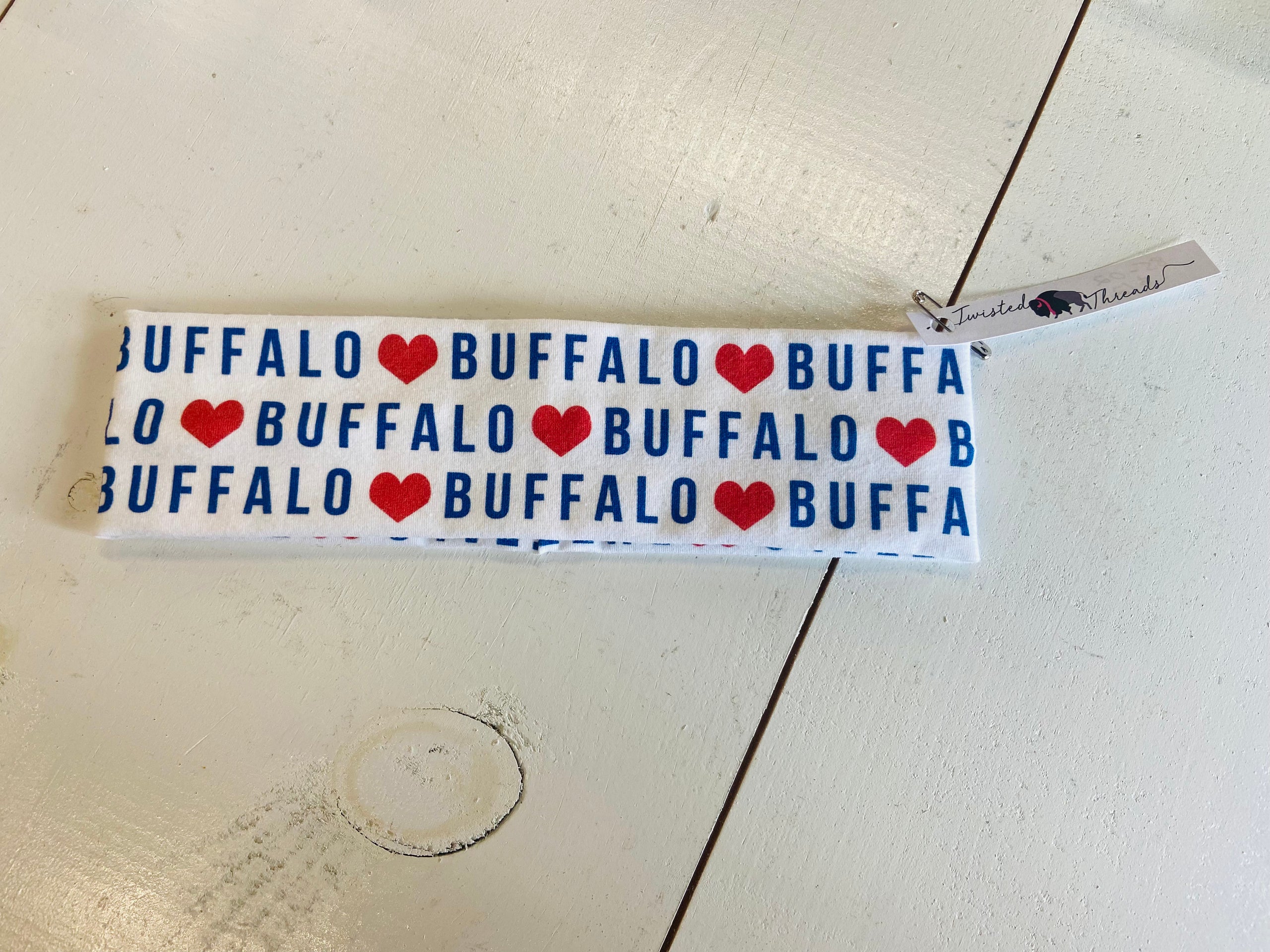 Headband- Heart Buffalo (White) | Totally Buffalo Store & More