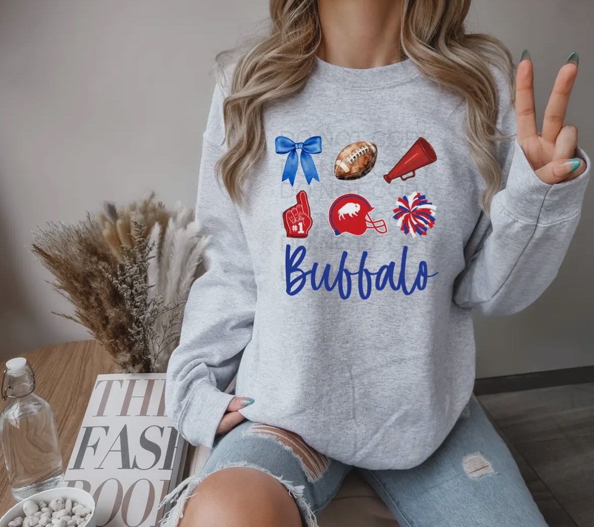 Buffalo Football Crew Neck with Bow, Megaphone, etc | Totally Buffalo ...